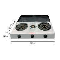 China Portable 3 Burner Stainless Steel Tabletop Gas Stove with Windproof Cover for Kitchen and Outdoor Cooking for sale