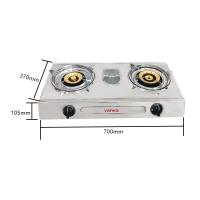 China Double Burner Tabletop Gas Stove 720×400×180 mm Commercial Grade with Stainless Steel Construction for sale