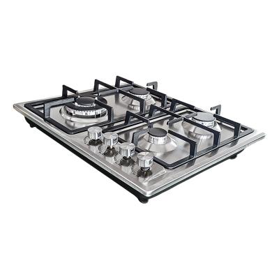 China Stainless Steel Built-in 4 Burner Gas Hob 580x500mm with 1.0-4.5kW Heat Output and Safety Features for sale
