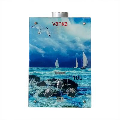 China 10L Glass Mirror Tankless Gas Water Heater LPG NG Instant Hot Water Constant Temperature for sale