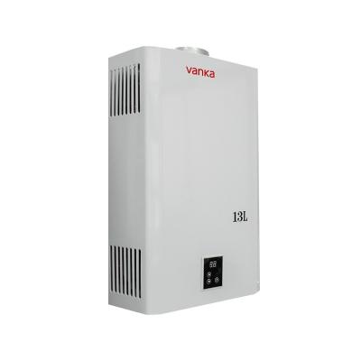 China Vanka 13L LPG Gas Water Heater CE Certified Chimney Style Touchscreen Control for sale