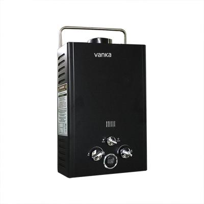 China Black 12L Portable LPG Tankless Water Heater Instant Hot Water Flue Exhaust for sale