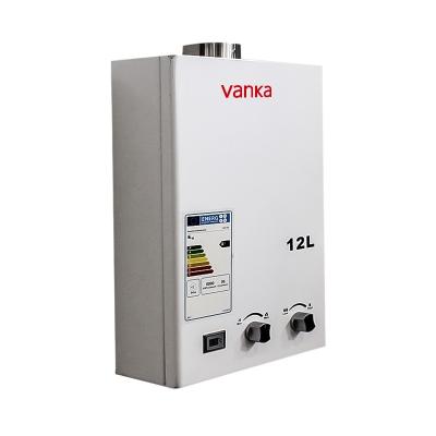 China Vanka Forced Exhaust Gas Water Heater 12L-24L Digital Adjustable Temperature CE Certified for sale