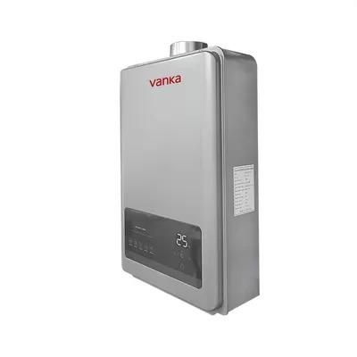 China 12L Tankless Thermostatic Gas Water Heater with Gray Dual Flue Pipe for sale