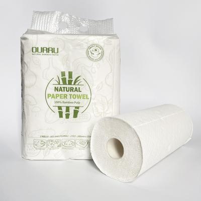 China Wholesale High Quality 2 Ply Soft Eco-Friendly Bamboo Pulp Kitchen Roll Paper Super Strong Oil Absorption for Hotel Use for sale
