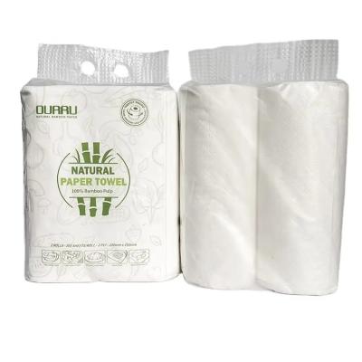 China Wholesale OEM 2ply China Oil Absorbent Kitchen Roll Embossed Thick High Quality 100% Virgin Bamboo Pulp Paper Towel for sale