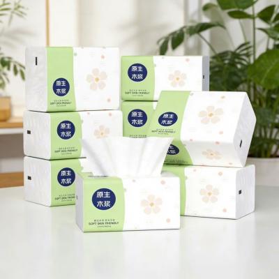 China Hot Selling High-quality Absorbent Soft 100% Virgin 3-layer Bamboo Pulp Customizable Packaged Facial Tissue for sale