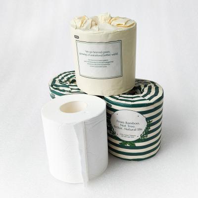 China Custom 3ply Unbleached Biodegradable Bamboo Toilet Tissue Soft Bathroom Paper Roll for sale