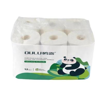 China Eco Friendly  Bamboo Toilet Paper Custom logo 2/3/4 Ply Commercial  Toilet Paper Tissue for sale