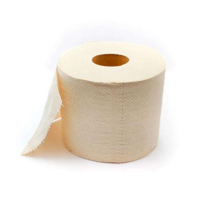 China Environmentally Friendly Strong Soft Embossed Bamboo Pulp Natural Color Recycled Roll Toilet Paper for sale