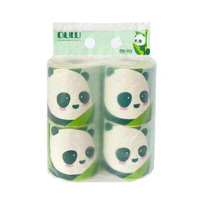 China Custom Logo 3-Ply Soft Bamboo Commercial Toilet Tissue Eco-Friendly Panda Design WC Rolling Paper for sale