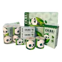 China Customized Logo 3-Layer Soft Bamboo Premium Toilet Paper Environmentally Friendly Commercial Roll 2-Layer Panda Pattern Plain for sale
