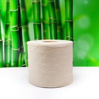 China Luxury Strong pure bamboo pulp cream beige plastic bag wrap quilted toilet paper for sale