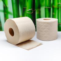 China Luxury Strong pure bamboo pulp cream beige plastic bag wrap quilted toilet paper for sale