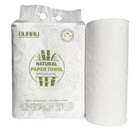 China Manufacturer Wholesale Strong Absorbent Sustainable 3 Ply Virgin Bamboo Pulp Kitchen Tissue Paper Towels Roll for sale