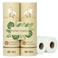China Eco Standard Size Pure Bamboo Pulp 2ply Kitchen Paper Towel with Custom logo for sale