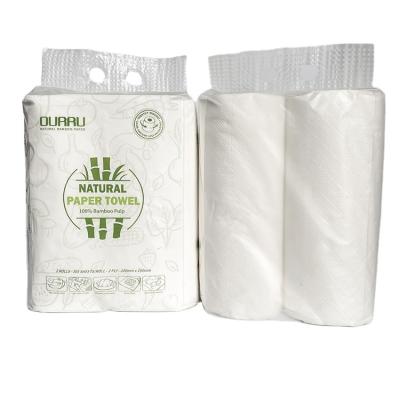 China Popular Promotional Simple Recyclable Bamboo 2 Rolls Pack Clean Kitchen Paper Towel for sale