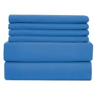 China 100% Polyester Solid Microfiber Fabric Bedding Set 4 or 6pcs Flat Bed Sheet Washable for sale