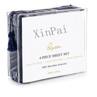 China 200TC Three Lines Embroidery Luxury Hotel Sheet Set with 100% Polyester Microfiber for sale