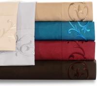 China NO Filling Elegant and Modern Scroll Flowers Embroidered Sheet Set 4pcs 100% Polyester for sale