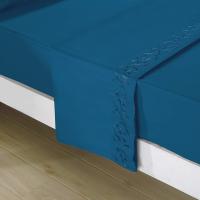 China NO Filling Elegant and Modern Scroll Flowers Embroidered Sheet Set 4pcs 100% Polyester for sale