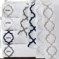 China Super Soft Microfiber Embroidered Bedroom Sheets Set Full Size 4pcs Cooling and Breathable for sale