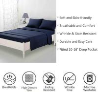 China Get a Restful Sleep with 4PCS Brushed Microfiber Sheet Set Featuring 3-Line Embroidery for sale