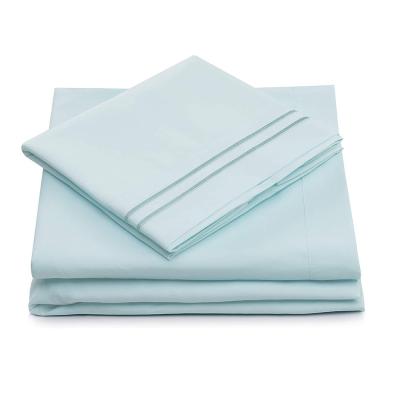 China 90gsm Microfiber Bed Set with Two Lines Embroidery 3pcs and 4pcs Set Machine Washable for sale