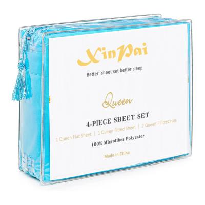 China Solid Pattern Microfiber Bed Sheet Set 133 * 60 Fabric Density for sale