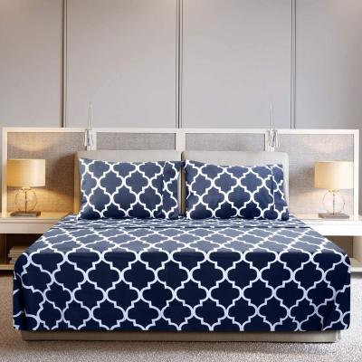 China All-Season 4pcs Brushed Printing Microfiber Sheet Set with 133 * 60 Fabric Density for sale