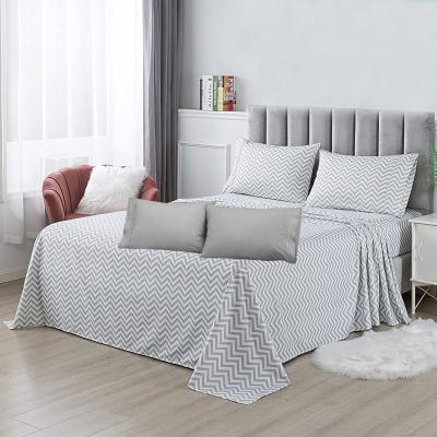 China Massage NO MOQ Print microfiber fabric 80gsm 100% polyester bedding sheet set 6pcs Good for sale