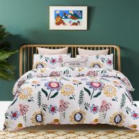 China White 4 Piece 100% Cotton Quilt Bedding Set Customized Color Comforter Bed Sheet Set for sale