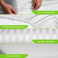 China 500 Thread Count 100% Cotton Fitted Sheet Sateen Weave Damask Striped Bedroom Essential for sale