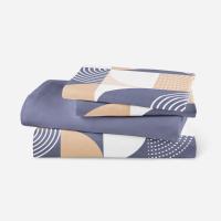 China Home Textile Flat Sheet Geometric Printed Bed Cover Soft Bed Sheet 4 Pcs Quantity for sale