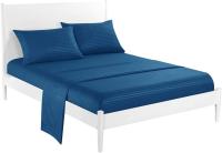 China Satin Stripe 90GSM Microfiber Extra Soft Luxury Bed Sheets Set 3pcs 4pcs Navy Deep Pocket for sale