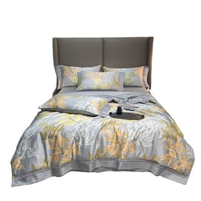 China 100%TENCEL 300TC 60S Fabric Density Tencel Flowers Duvet Cover Cotton Bedding Set for sale