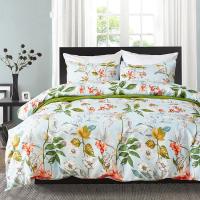 China 300tc Thread Count Nature Colors Floral Design Knitted Cotton Sheet Set for sale