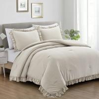 China Customized 3 Pieces Queen Comforter Set Farmhouse Bedding Set with Ruffle Bed Design for sale