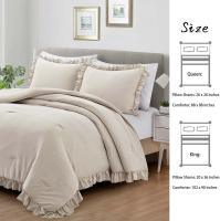 China Customized 3 Pieces Queen Comforter Set Farmhouse Bedding Set with Ruffle Bed Design for sale
