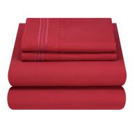 China 80gsm Microfiber Three Lines Embroidery Bed Sheet Set 4pcs for Bedroom for sale
