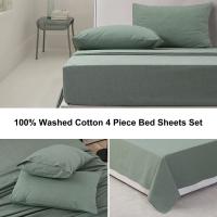 China Non-Filling 100% Washed Cotton 4 Piece Bed Sheets for a Relaxing Sleep for sale