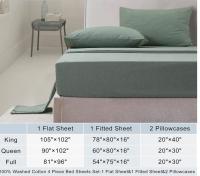 China Non-Filling 100% Washed Cotton 4 Piece Bed Sheets for a Relaxing Sleep for sale