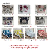 China 200TC 10 Different Designs 100% Polyester Print Microfiber Fabric Bedding Sheet Set 6pcs for sale