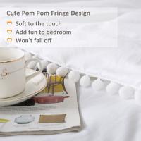 China 130 * 70 Fabric Density White Pom Pom Fringe Duvet Cover and Pillowcase Set 3 Pieces for sale