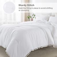China 130 * 70 Fabric Density White Pom Pom Fringe Duvet Cover and Pillowcase Set 3 Pieces for sale