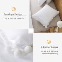 China 130 * 70 Fabric Density White Pom Pom Fringe Duvet Cover and Pillowcase Set 3 Pieces for sale