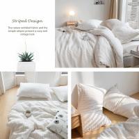 China 100% Pure Linen Duvet Cover Set 3Pcs Striped Washed Natural Flax Bedding Set for sale