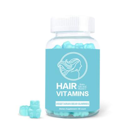 China OEM Private Label Biotin & Collagen Hair Growth Gummies 60/Bottle Sugar Bear Vitamins for sale