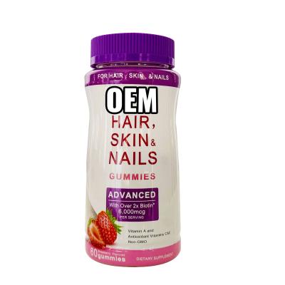China Strawberry Flavor Hair Skin And Nails Gummy OEM Private Label Ready Dietary Supplement Gummies for sale