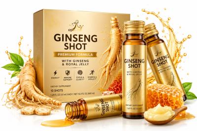 China Private Label Energy Booster Supplement with Panax Ginseng Extract and Royal Jelly Oral Liquid Shot for sale